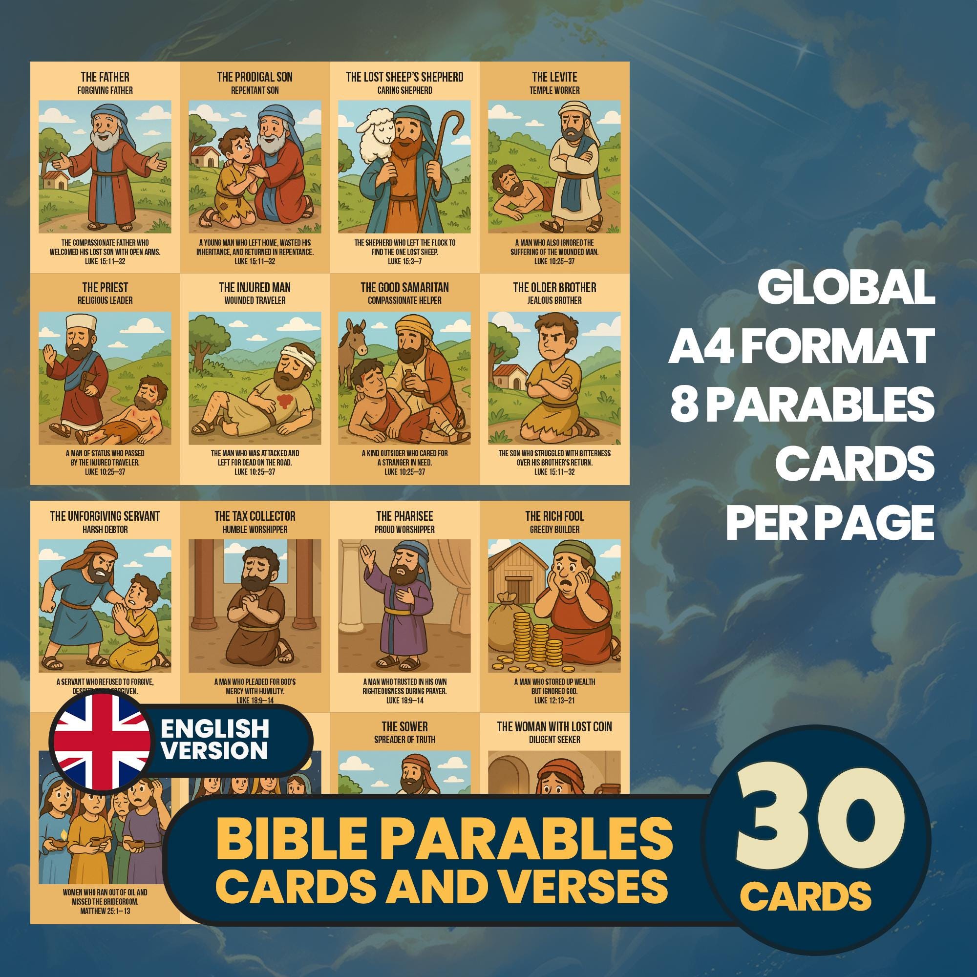 Christian Parables Character Cards: Sunday School & Homeschool Resource ...