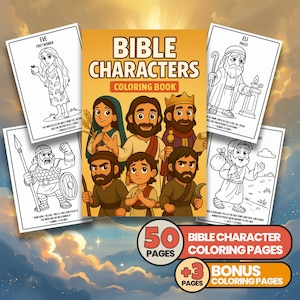 Bible Character Coloring Book for Kids: 50 Printable Pages With Verses ...