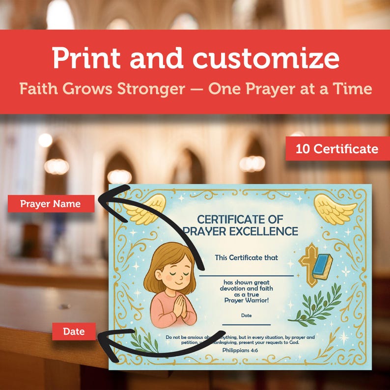 Sunday School Prayer Certificate for Kids | Faith-based Awards, Prayer ...