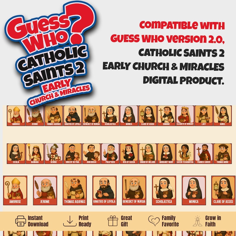 Catholic Saints Guess Who Game – Printable Inserts (24 Characters) - Etsy
