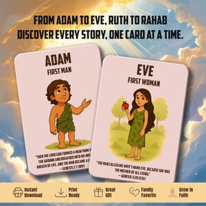 Printable Bible Character Cards for Kids: Christian Learning Flashcards ...