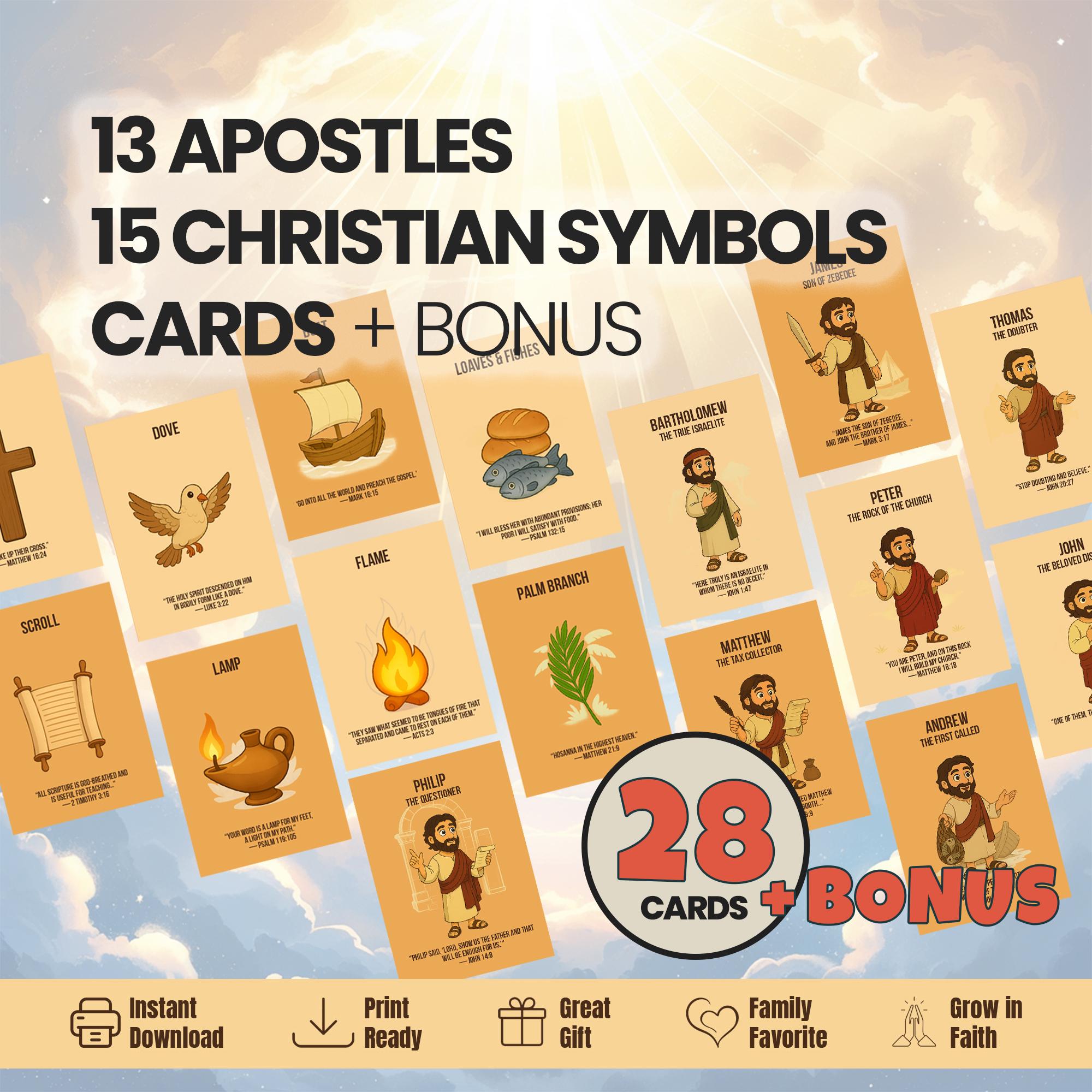 Apostles & Christian Symbols Flashcards: Bible Disciples, Mission Map ...