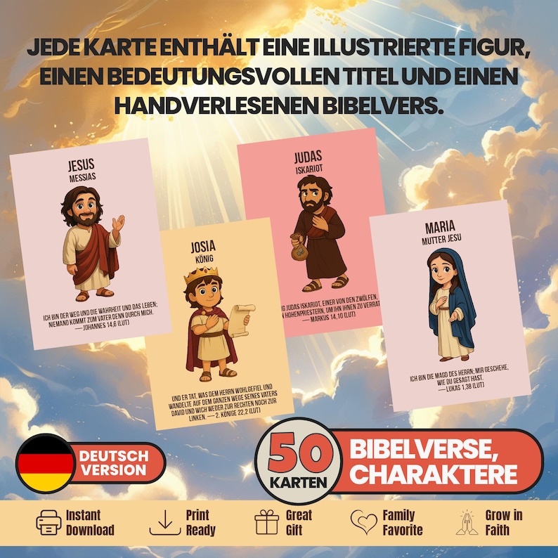 Bible Character Cards for Kids DEUTSCHE – Printable Christian ...