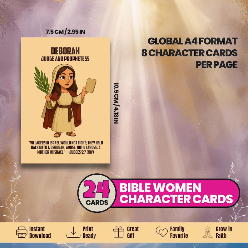 Bible Character Cards: Inspiring Women Figures, Christian Printable ...