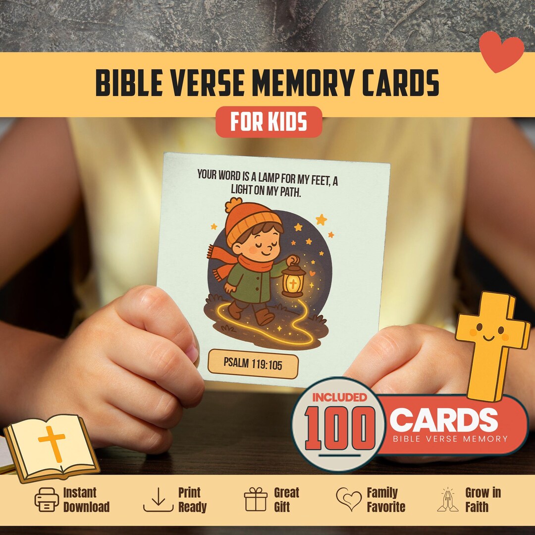 Printable Bible Verse Cards for Kids: Scripture Learning Activity (PDF ...