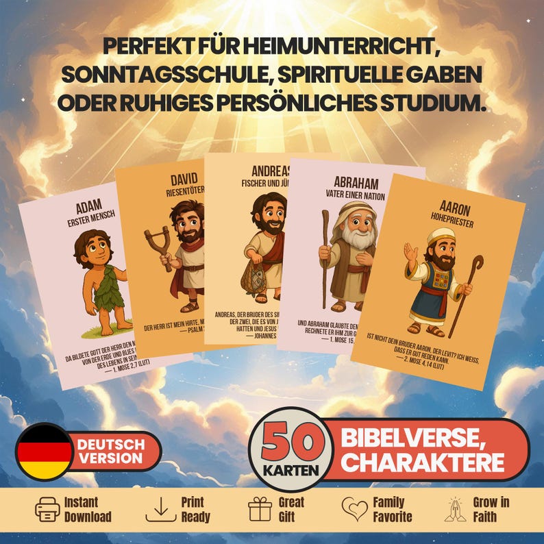 Bible Character Cards for Kids DEUTSCHE – Printable Christian ...