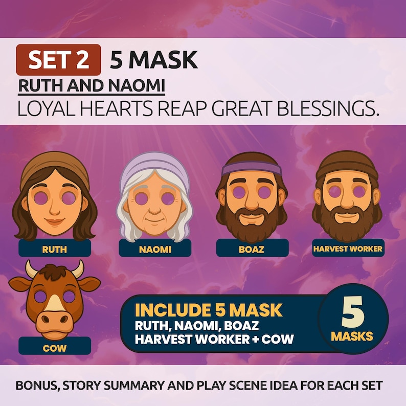Women of the Bible Masks: Sunday School Story Play (PDF Download) - Etsy