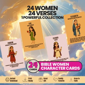 Bible Character Cards: Inspiring Women Figures, Christian Printable ...