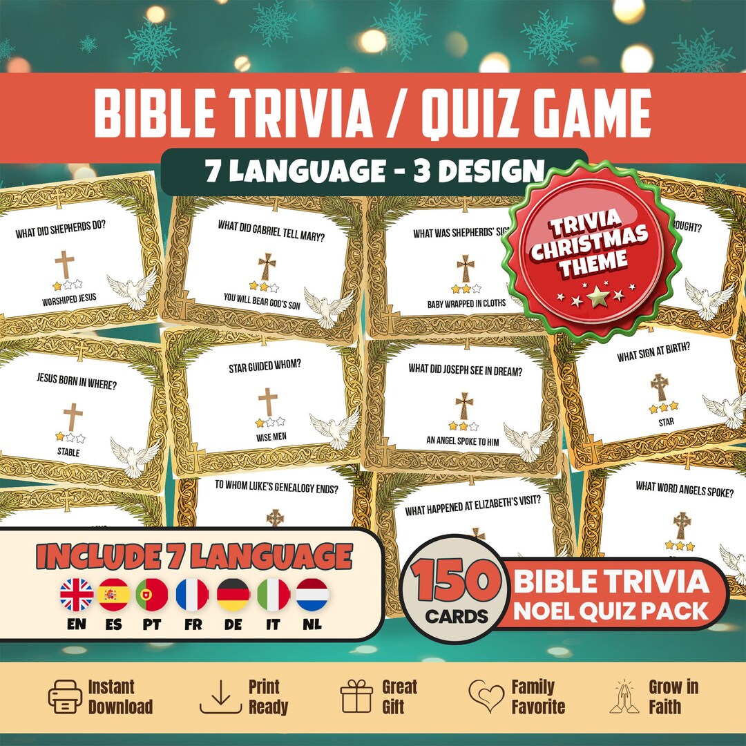 Christmas Bible Trivia Game | Family & Church Quiz (printable PDF) - Etsy