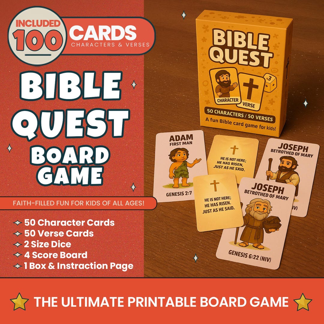 Bible Cards Game for Kids – Printable Christian Flashcard Board Game ...
