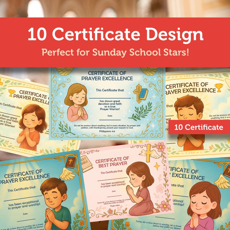 Sunday School Prayer Certificate for Kids | Faith-based Awards, Prayer ...
