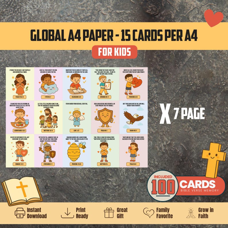 Printable Bible Verse Cards for Kids: Scripture Learning Activity (PDF ...