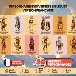 French Bible Character Cards: Christian Learning Flashcards (digital ...