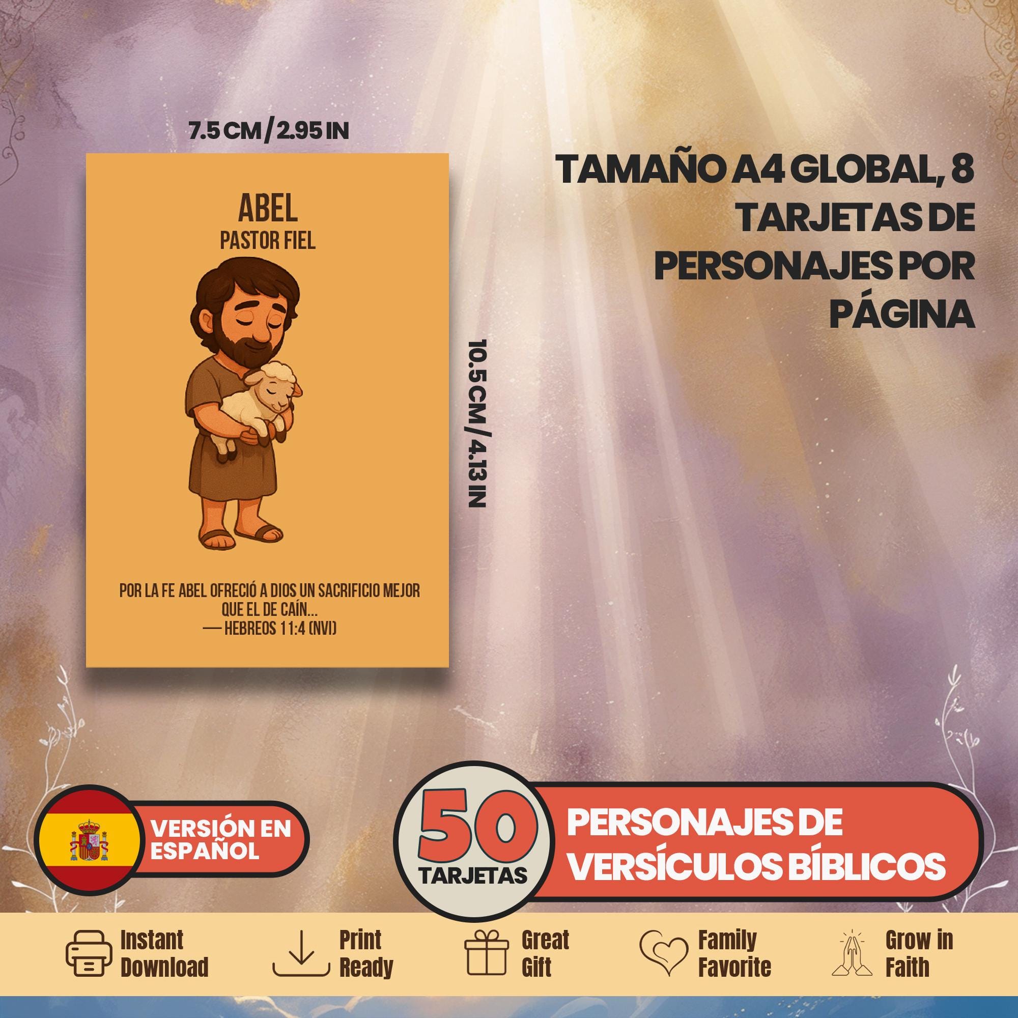 Spanish Bible Character Cards for Kids: Christian Learning Flashcards ...