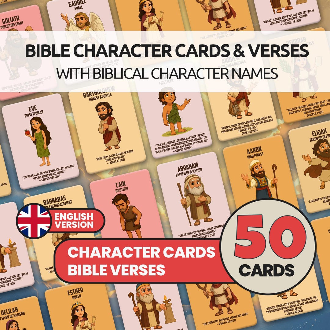 Printable Bible Character Cards for Kids: Christian Learning Flashcards ...
