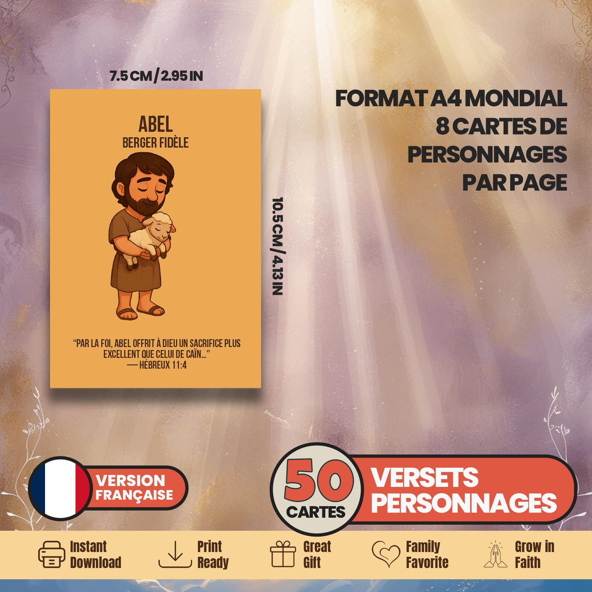 French Bible Character Cards: Christian Learning Flashcards (digital ...