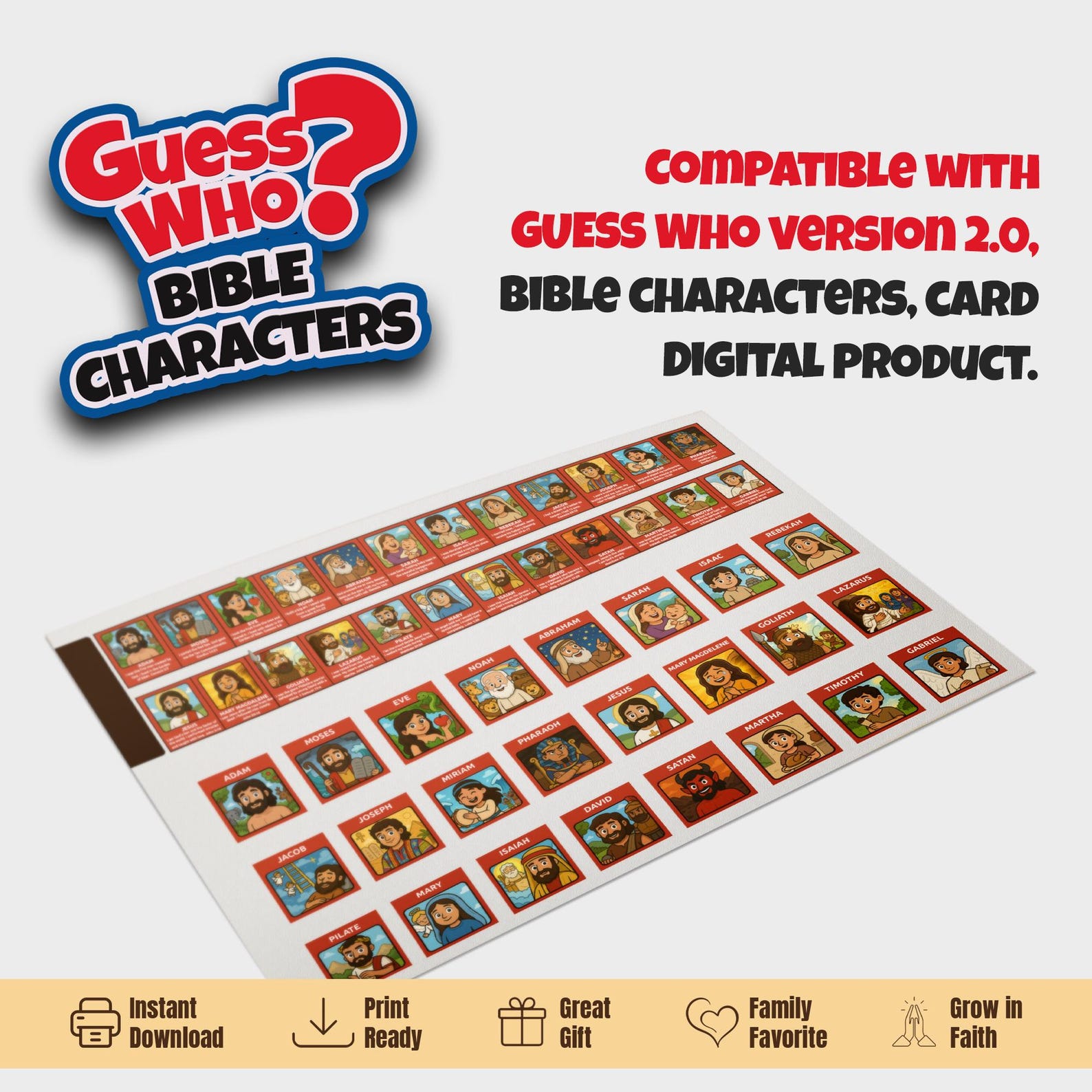 Bible Character Guess Who Game: Printable Christian Game Inserts - Etsy