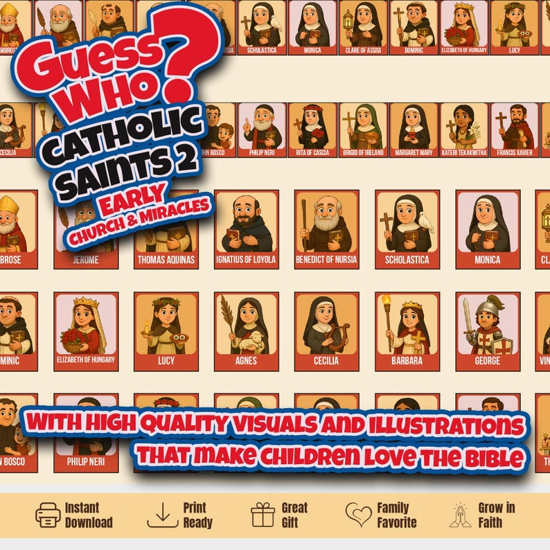 Catholic Saints Guess Who Game – Printable Inserts (24 Characters) - Etsy