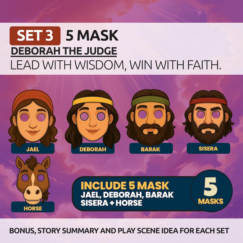 Women of the Bible Masks: Sunday School Story Play (PDF Download) - Etsy
