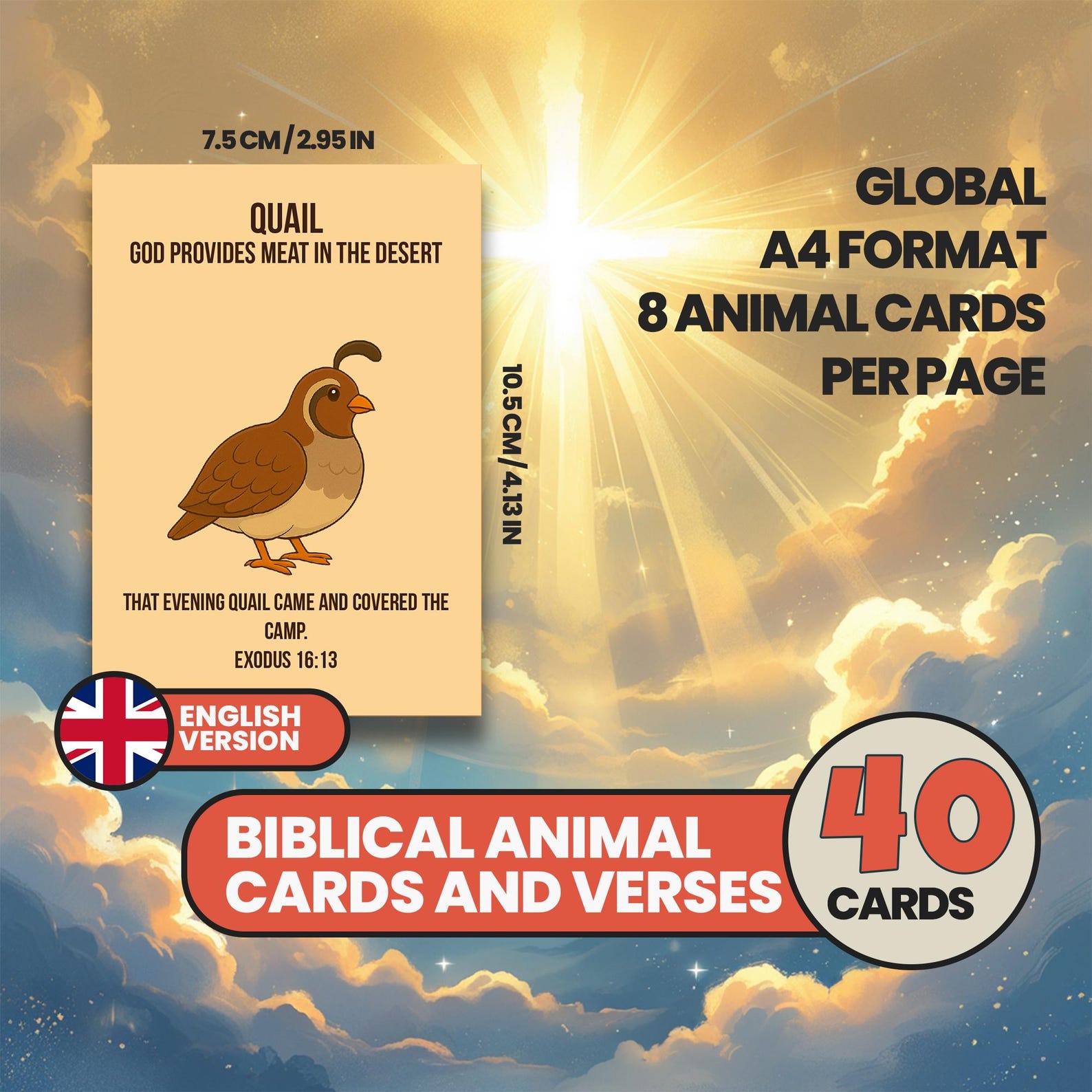 Bible Animals Flashcards for Kids: Sunday School Homeschool Printable ...
