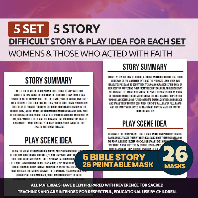 Women of the Bible Masks: Sunday School Story Play (PDF Download) - Etsy
