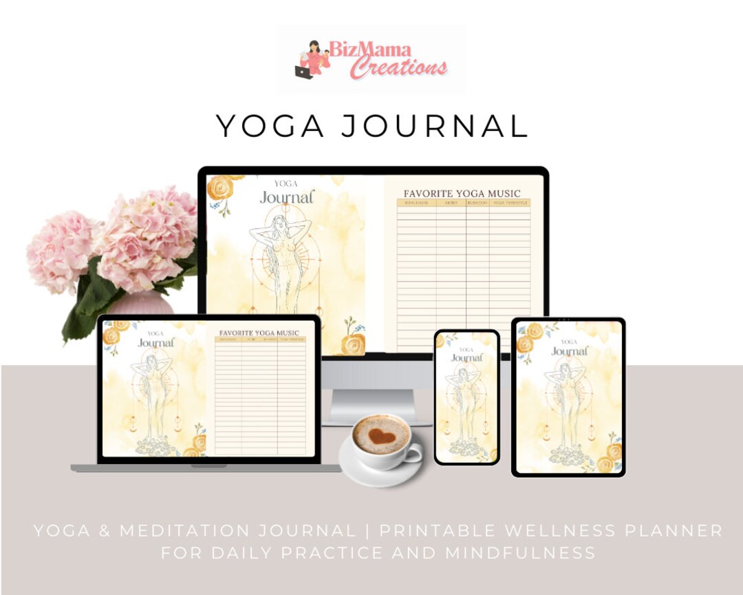 Yoga & Meditation Journal Printable Wellness Planner for Daily Practice ...