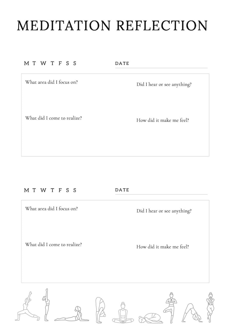 Yoga & Meditation Journal Printable Wellness Planner for Daily Practice ...