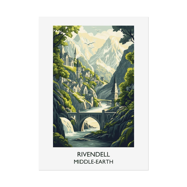 Rivendell Vintage Travel Poster | Middle-earth Wall Print | J R R ...