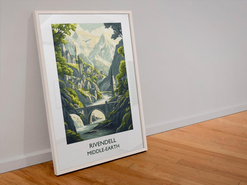 Rivendell Vintage Travel Poster Middle-earth Wall Print J R R Tolkien ...