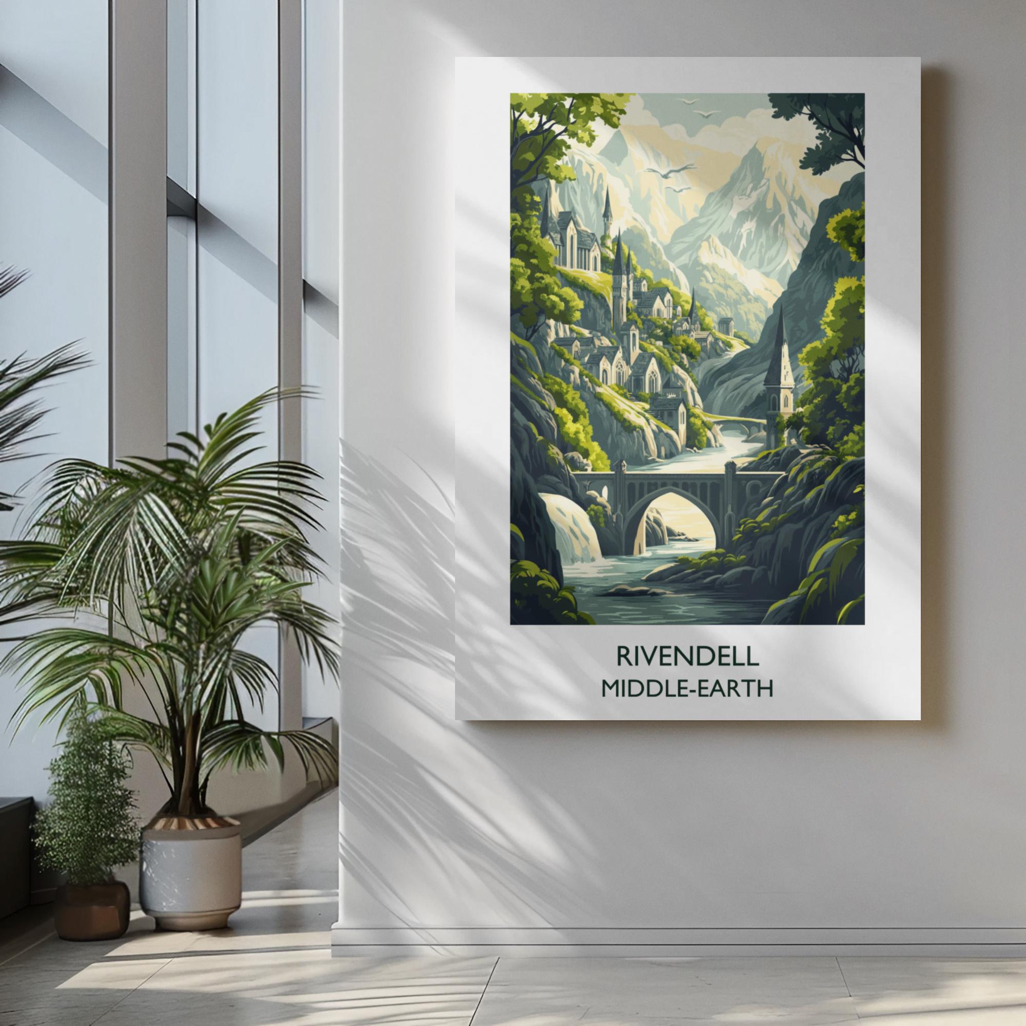 Rivendell Vintage Travel Poster Middle-earth Wall Print J R R Tolkien ...