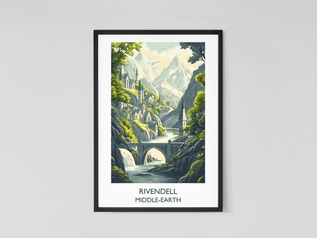 Rivendell Vintage Travel Poster | Middle-earth Wall Print | J R R ...