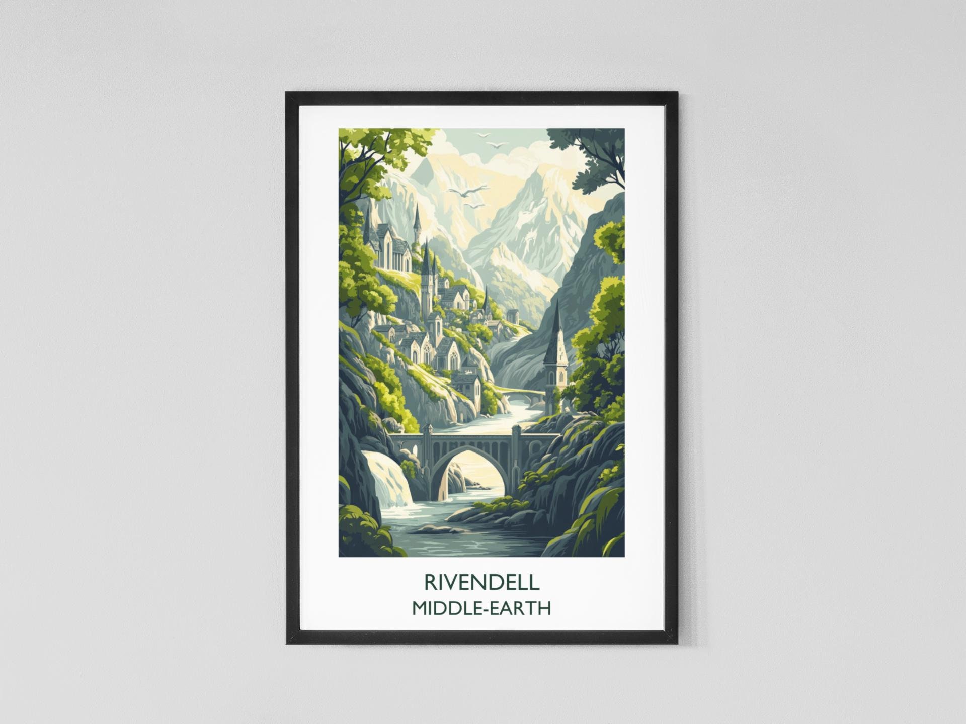 Rivendell Vintage Travel Poster Middle-earth Wall Print J R R Tolkien ...