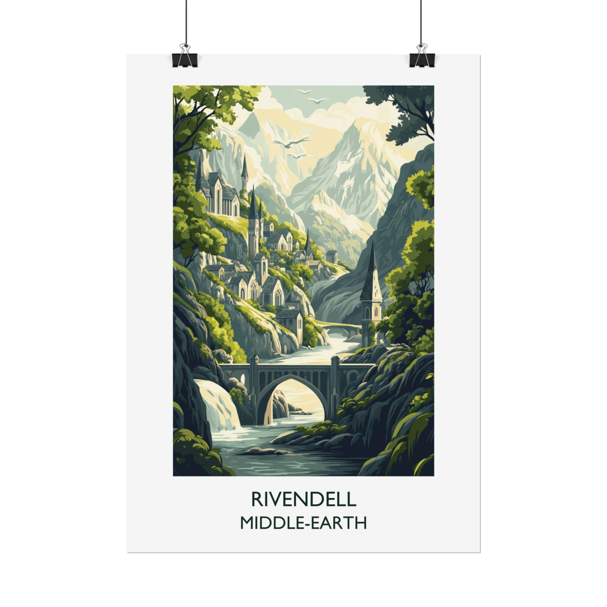 Rivendell Vintage Travel Poster | Middle-earth Wall Print | J R R ...