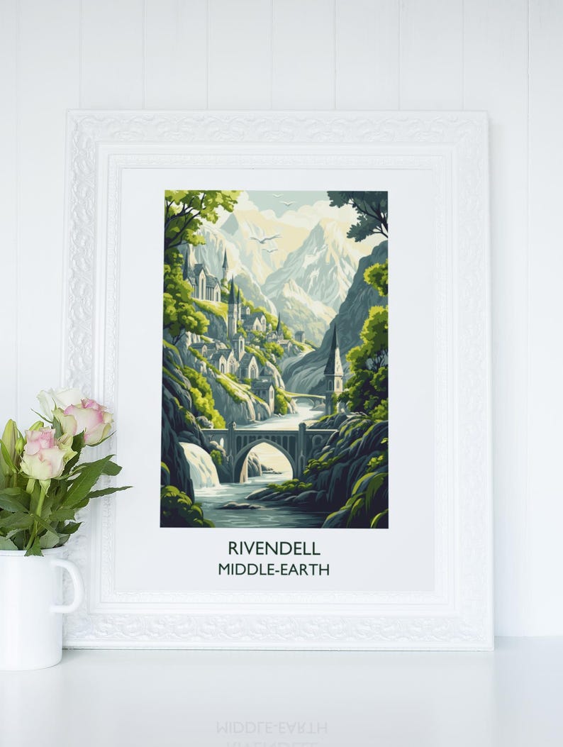 Rivendell Vintage Travel Poster Middle-earth Wall Print J R R Tolkien ...