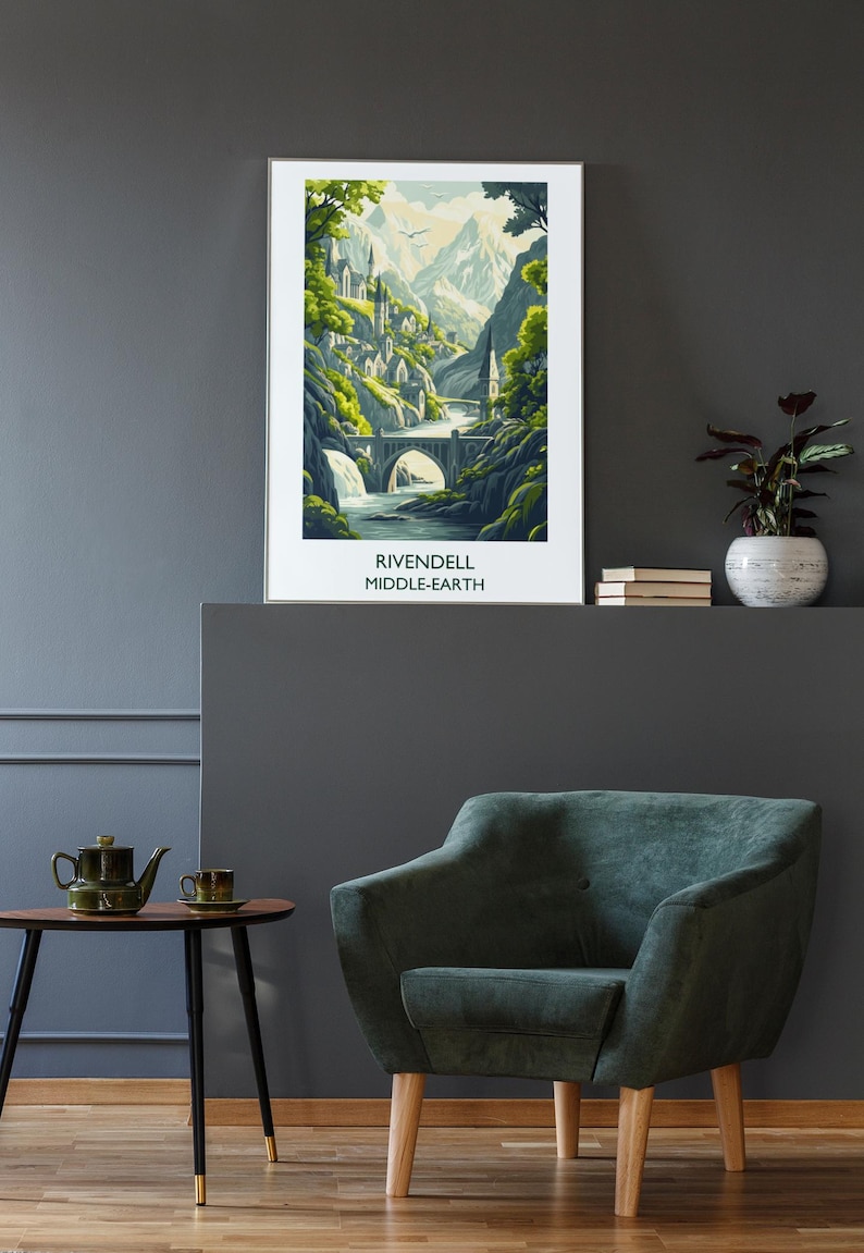 Rivendell Vintage Travel Poster | Middle-earth Wall Print | J R R ...