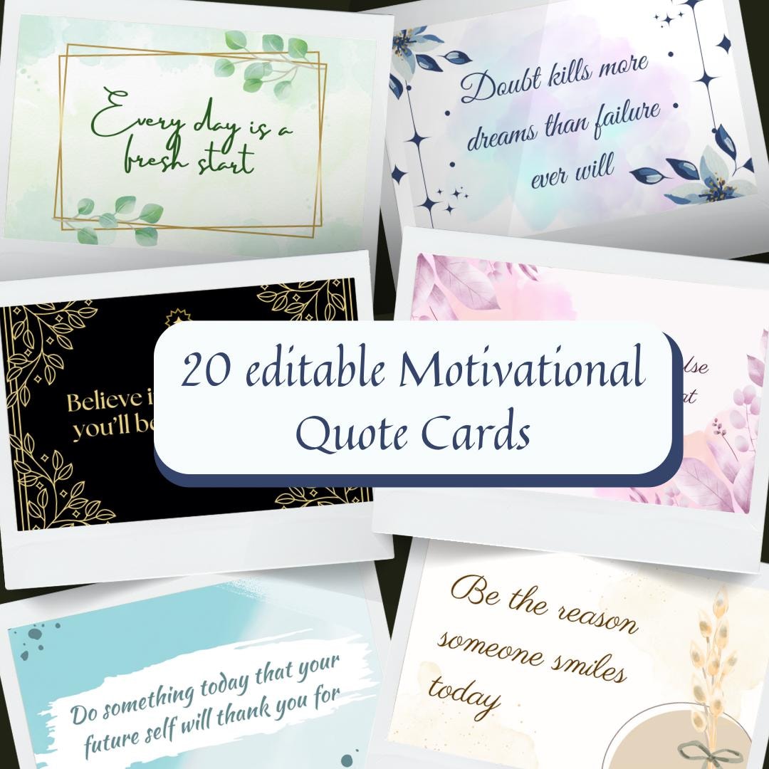Editable Motivational Quote Cards - 20 Printable Inspirational ...