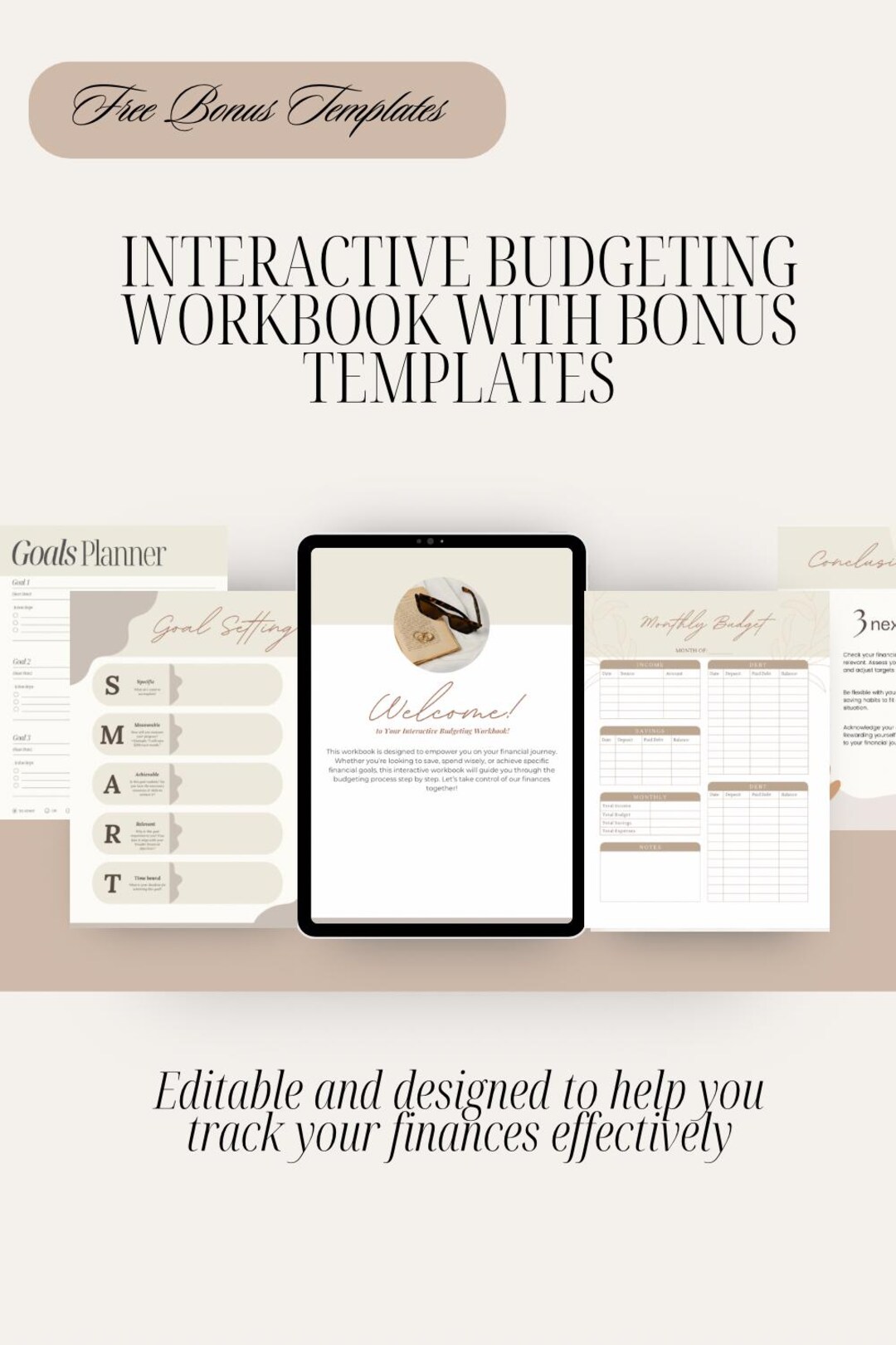 Interactive Budget Workbook & Bonus Templates for Students, Families ...