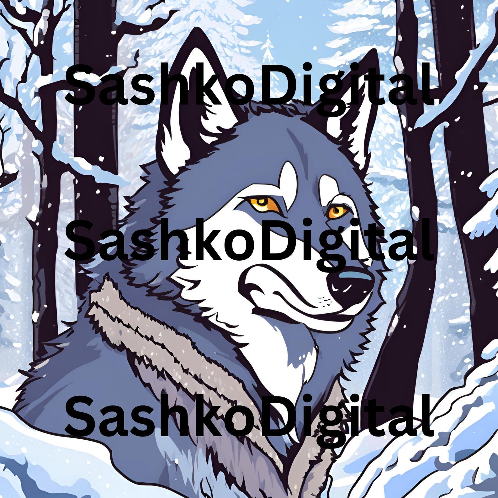 Winter Wolf Anime Style PNG Clipart, Snow Wolf Portrait PNG Images - Etsy