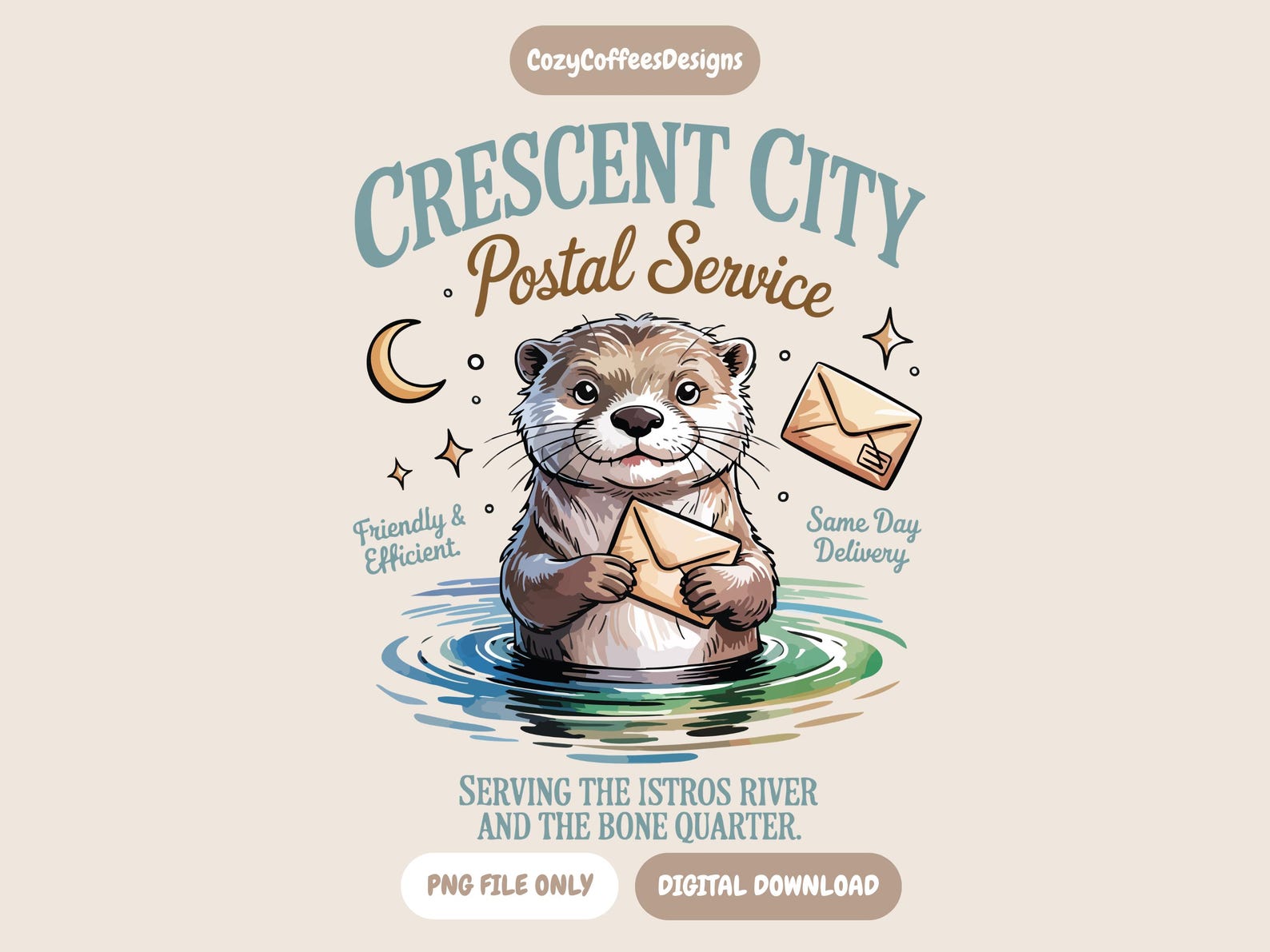 Otter Postal Service PNG | Crescent City Inspired | Bookish Digital ...