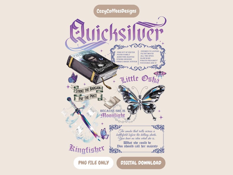 Quicksilver Series PNG | Kingfisher Romantasy Art | Digital Download - Etsy