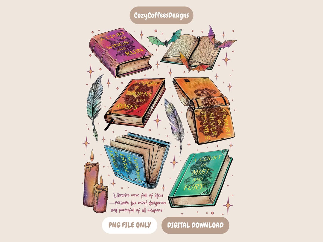 Acotar Books PNG | A Court of Thorns Series Inspired | Bookish Digital ...