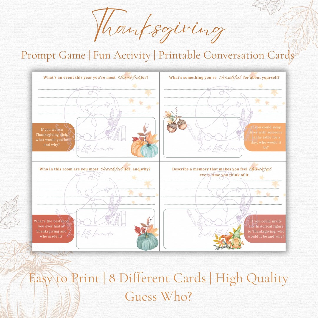 Thanksgiving Game, Thanksgiving Dinner Game, Family Gathering Game ...