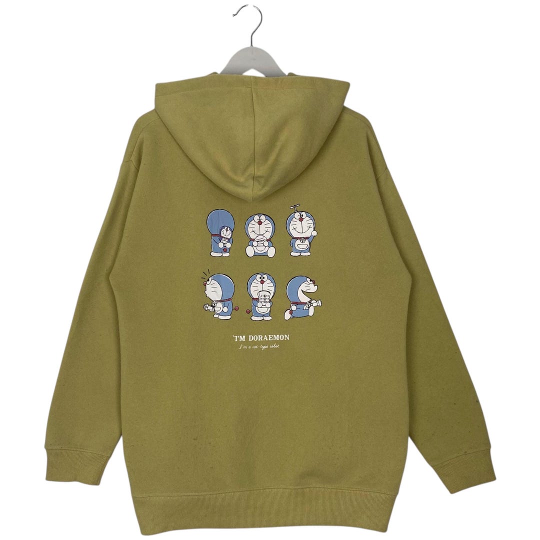 Vintage Doraemon Hoodie Sweater Yellow Embroidery Logo Size L - Etsy