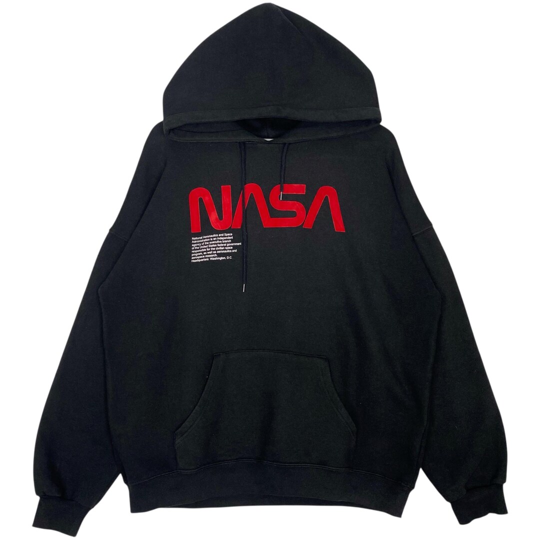 Vintage NASA Hoodie Sweater Big Logo Printed Black Pullover Jumper Size ...