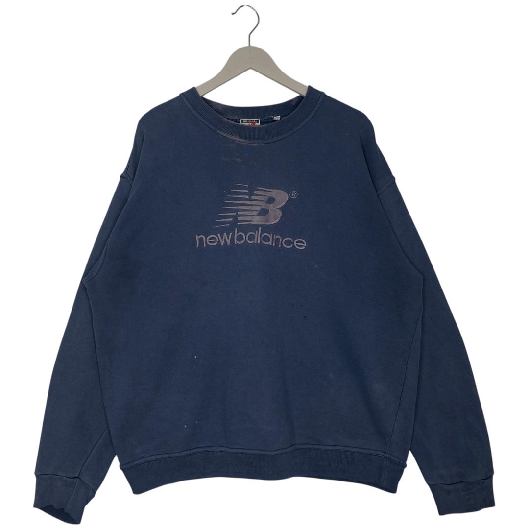 Vintage New Balance Full Print Crewneck Sweatshirt Blue Pullover Jumper ...