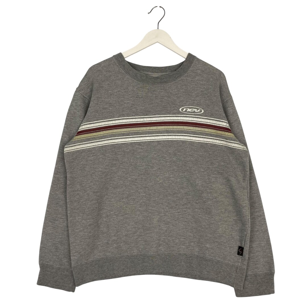 Vintage Nev Surf Striped Logo Pullover Crewneck Grey Sweatshirt M - Etsy