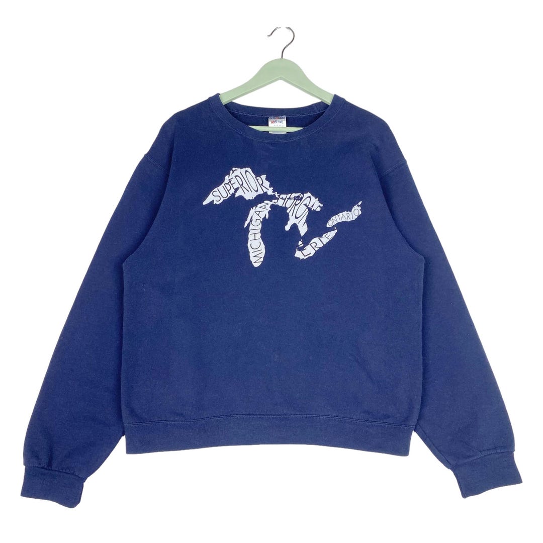 Vintage Superior Michigan Maps Sweatshirt Crewneck Pullover Jumper Size ...