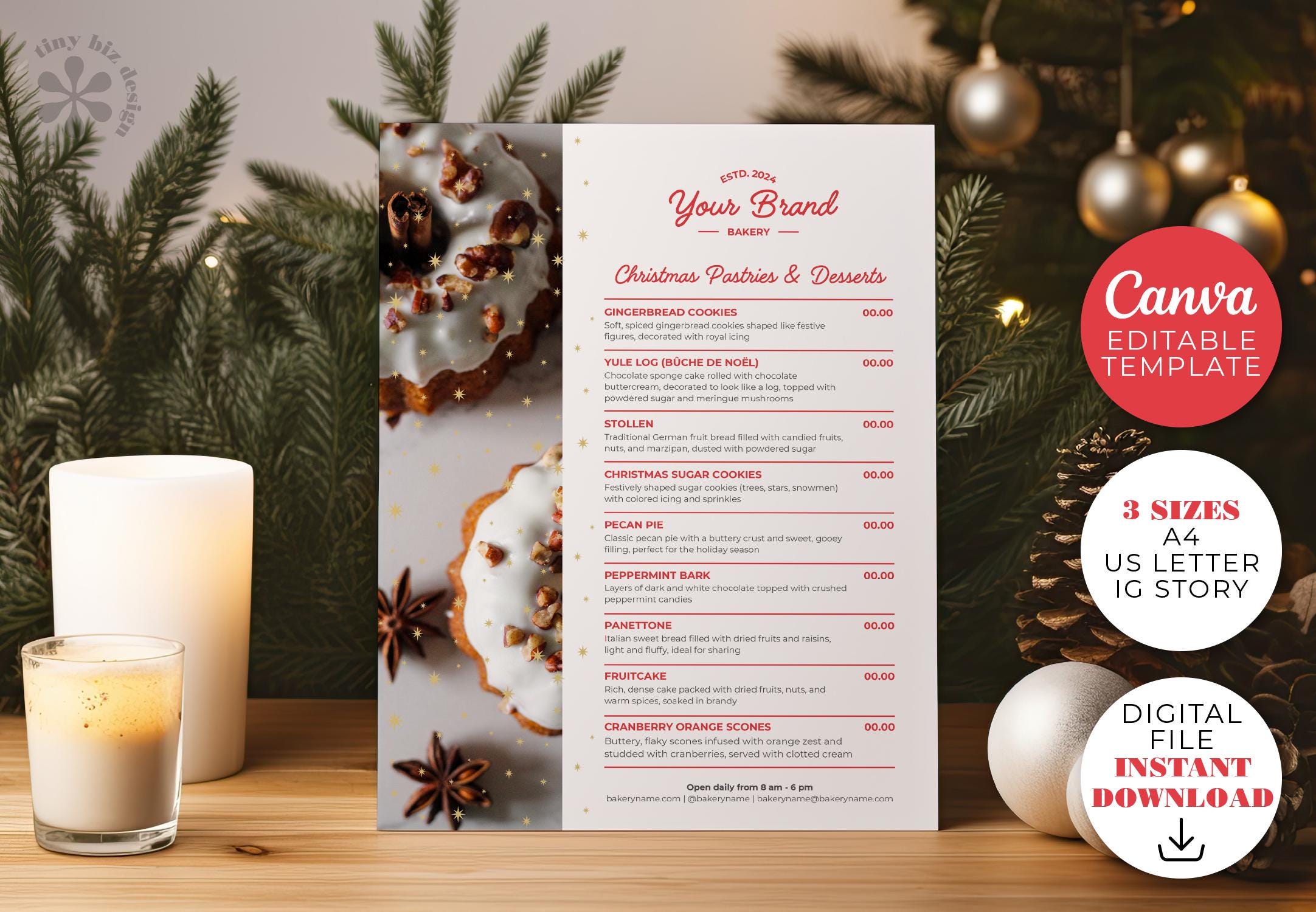 Custom Christmas Bakery Menu, Personalized Bakery Price List, Digital ...