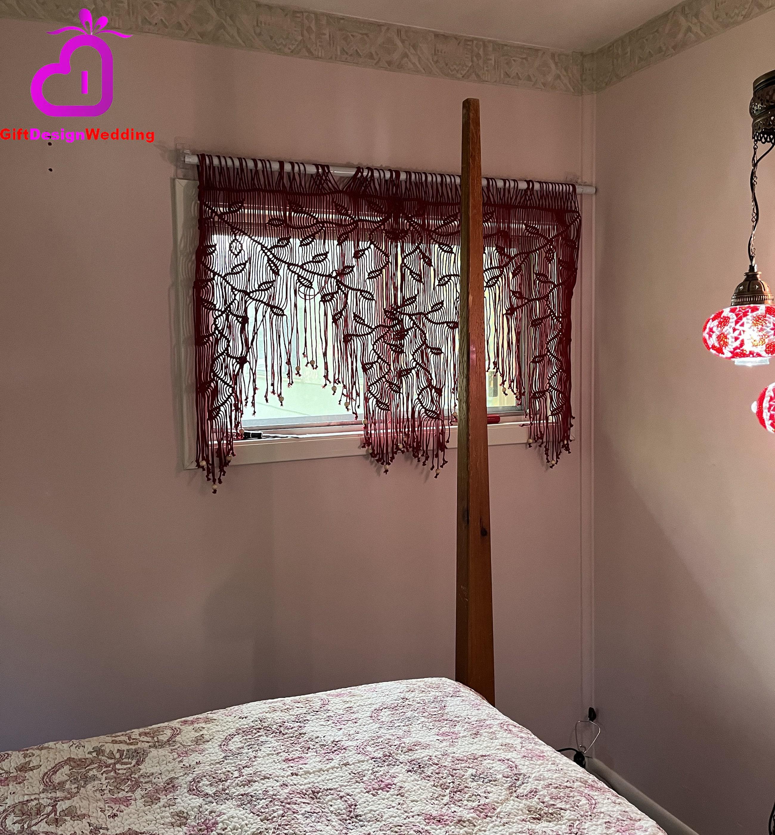 Boho Curtains, Macrame Curtains, Macrame Leaf Wall Hanging, Macrame ...