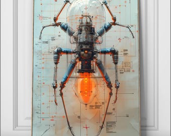 Biopunk Bee Print Futuristic Steampunk Digital Wall Art for Sci-fi ...